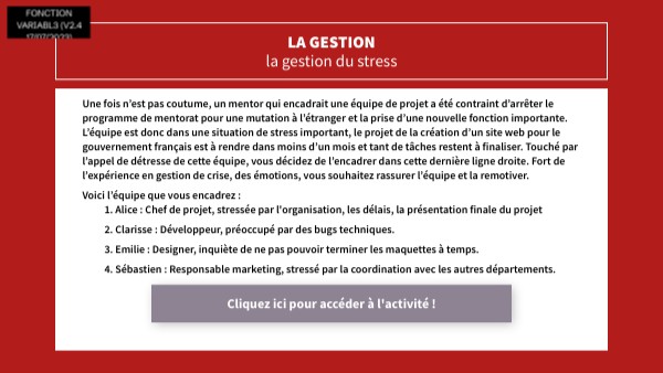 Case 1 : La gestion du stress