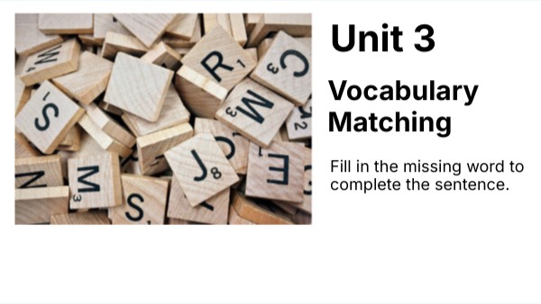 Unit 3 Vocabulary | Genially