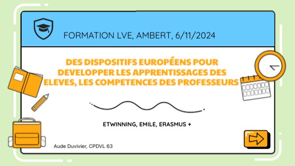 présentation etwinning, emile, erasmus