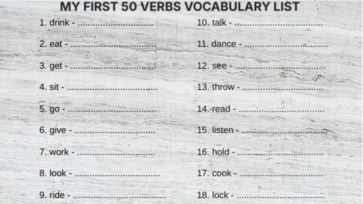 PPT my first 50 verbs list correction