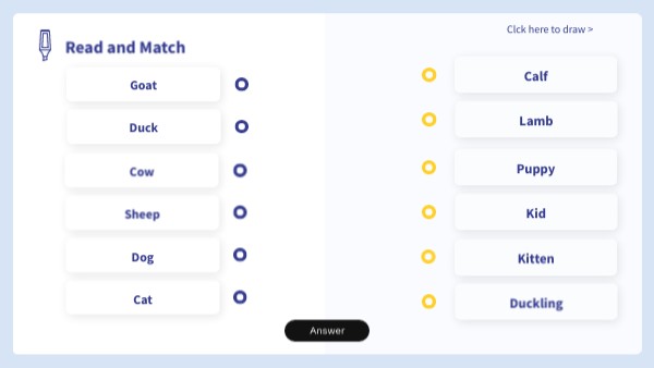 Match bby animals | Genially
