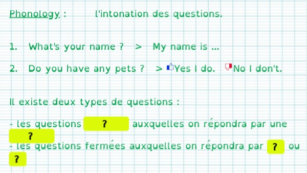 Phonology : intonation des questions | Genially