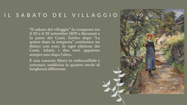 IL SABATO DEL VILLAGGIO