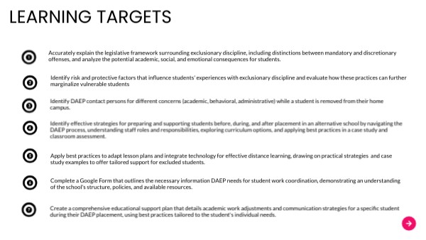 Learning Targets