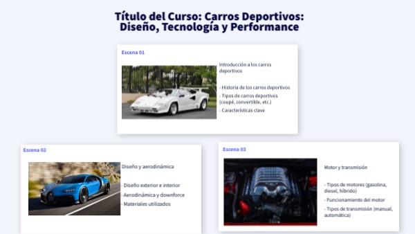 Carros deportivos: Diseño, tecnologia y performance | Genially