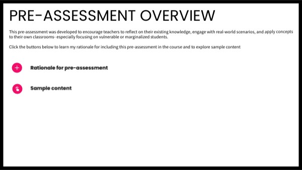 Pre-assessment overview