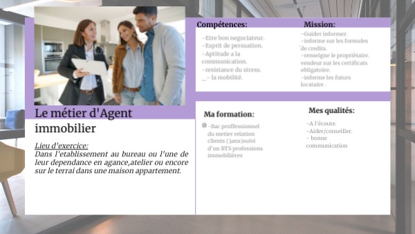Fiche métier Agent Immobilier | Genially
