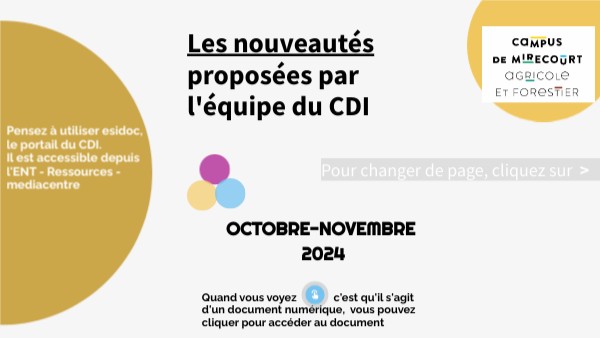 Nouveautés du CDI octobre-novembre 2024 | Genially