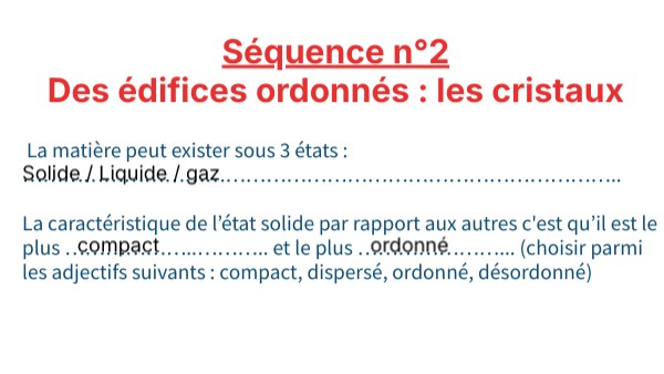 Séquence n°2 Les cristaux