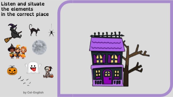 Halloween scenery prepositions | Genially
