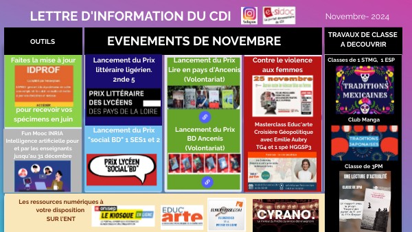 lettre d'info profs - novembre 2024