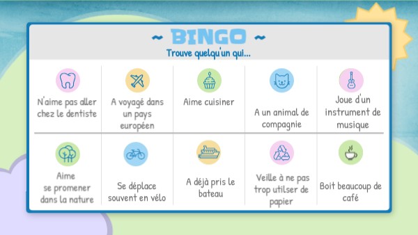 Bingo - trouve quelqu'un qui | Genially