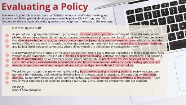 Evaluating a Policy Activity
