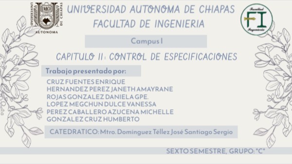 CAPITULO II: Control de Especificaciones | Genially