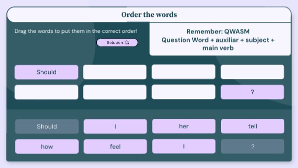 Order the Words - Direct & Indirect Questions | Genially