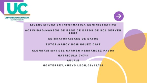 manejo de base de datos de sql server 2000