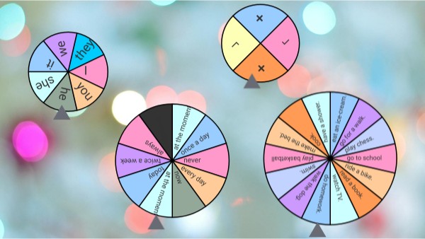 ruleta present simple and continuous | Genially