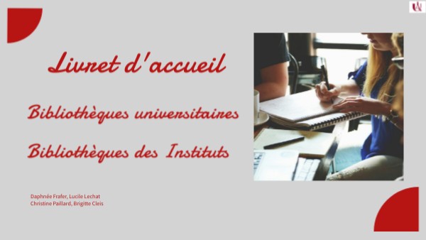 Livret d'accueil Bibliothèques UPC | Genially