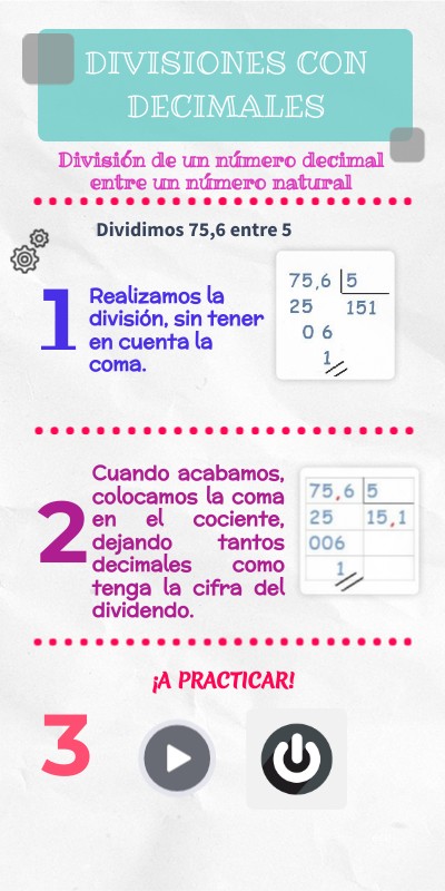 DIVISIONES CON DECIMALES | Genially