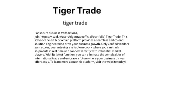 Tiger Trade | Genially