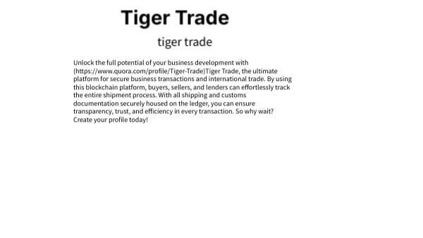 Tiger Trade
