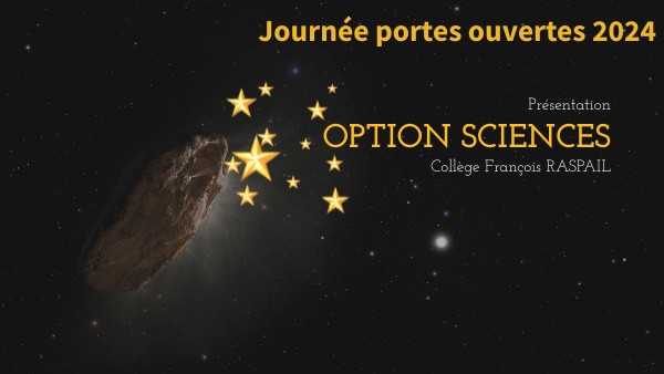 Présentation option sciences 2024-2025 | Genially