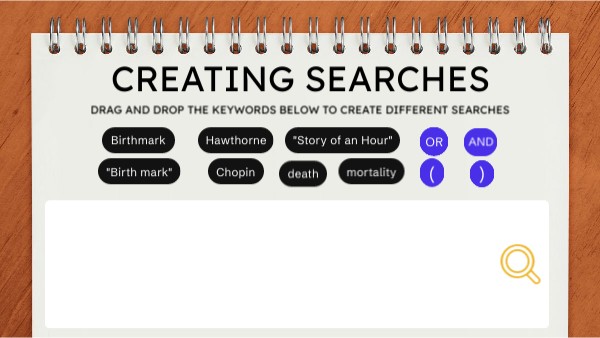 Birthmark and Story of an Hour drag and drop search creator
