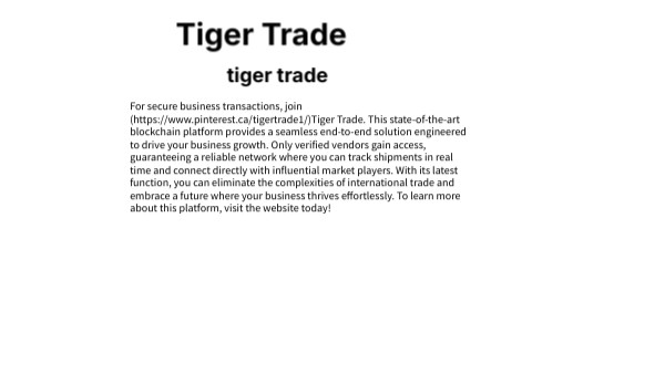 Tiger Trade | Genially