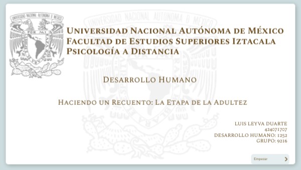 Haciendo un recuento: La etapa de la adultez | Genially