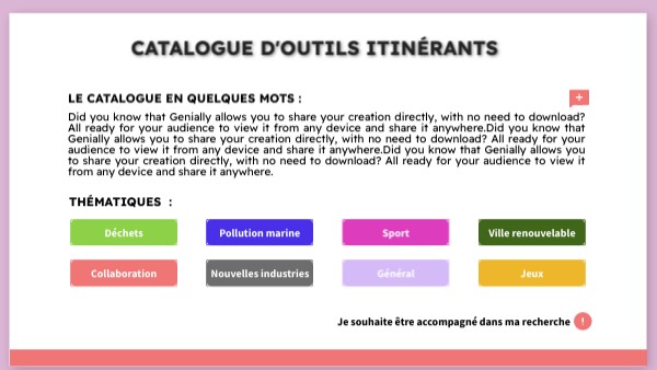 Catalogue itinérant - V1 | Genially