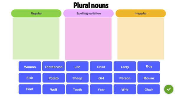Plural nouns sorting