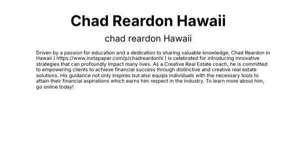 Chad Reardon Hawaii | Genially