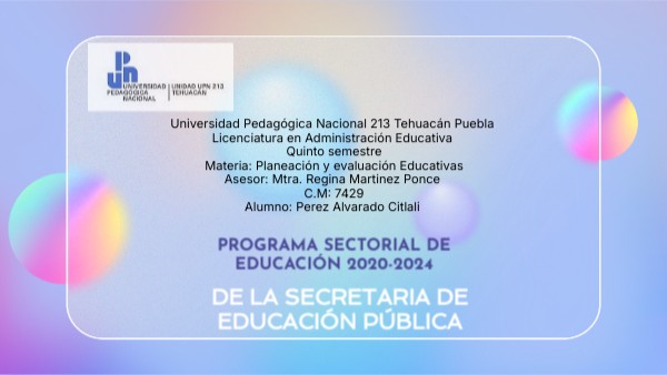 Presentación: Programa sectorial