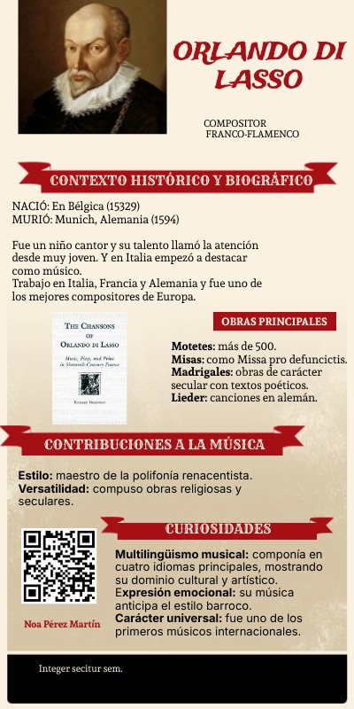 Infografía Orlando di Lasso | Genially