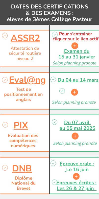 Calendrier 3è 2024-25