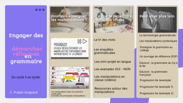 Engager des démarches réflexives en grammaire | Genially
