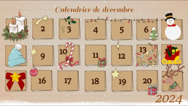 Calendrier de décembre CE1
