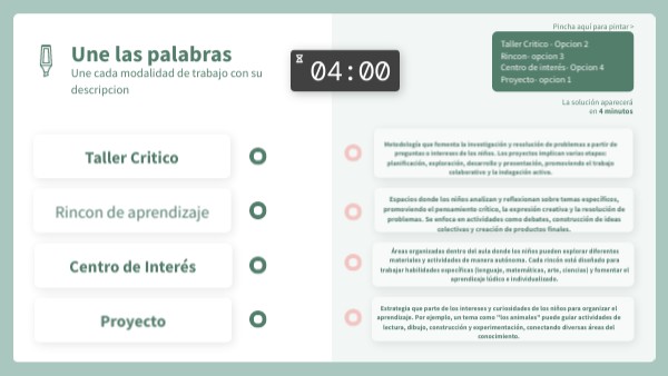 Une la modalidad con su descripcion | Genially