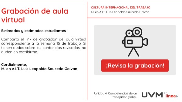 Grabación de aula virtual 15 - Cultura del trabajo | Genially
