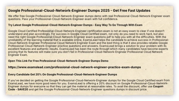 Google Professional-Cloud-Network-Engineer Dumps 2025
