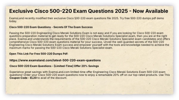 Exclusive Cisco 500-220 Exam Questions 2025 - Now Available
