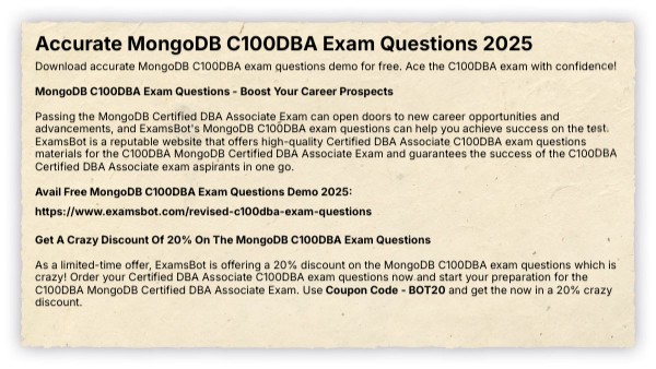 Accurate MongoDB C100DBA Exam Questions 2025