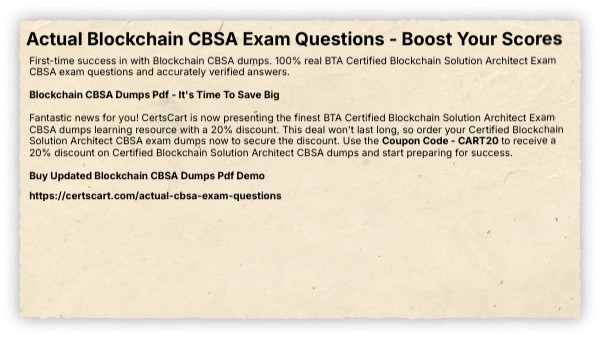 Actual Blockchain CBSA Exam Questions - Boost Your Scores