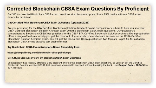 Corrected Blockchain CBSA Exam Questions By Proficient