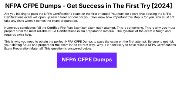 NFPA CFPE Dumps - Get Success in The First Try [2024]