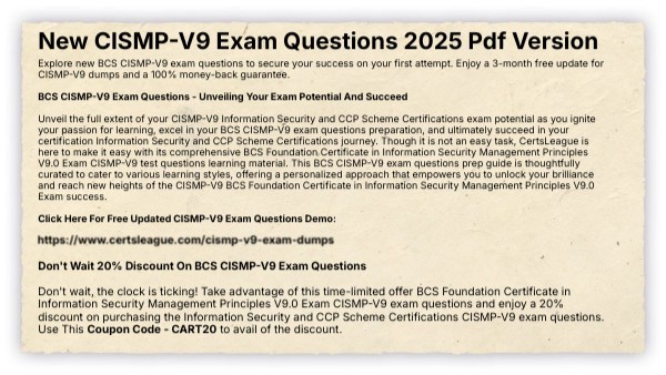 New CISMP-V9 Exam Questions 2025 Pdf Version
