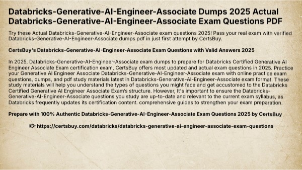 Databricks-Generative-AI-Engineer-Associate Dumps 2025 Actual Databric