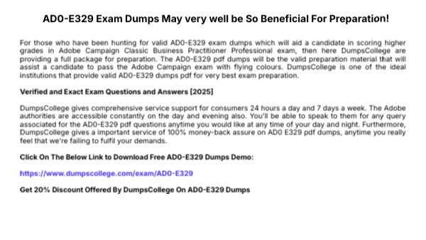 AD0-E329 Exam Dumps May very well be So Beneficial For Preparation!