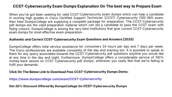 CCST-Cybersecurity Exam Dumps Explanation On The best way to Prepare E