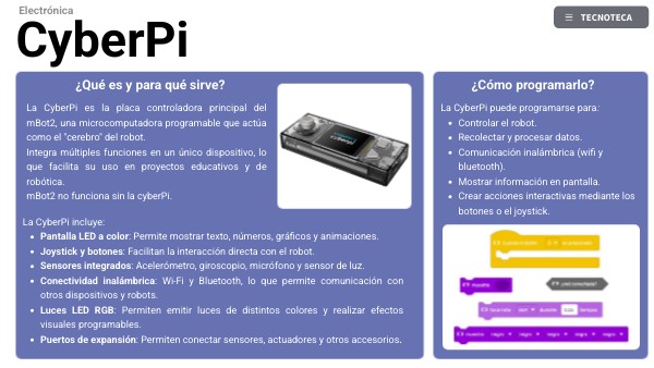 Electrónica_CyberPi_Tecnoteca_mBot2_ES | Genially